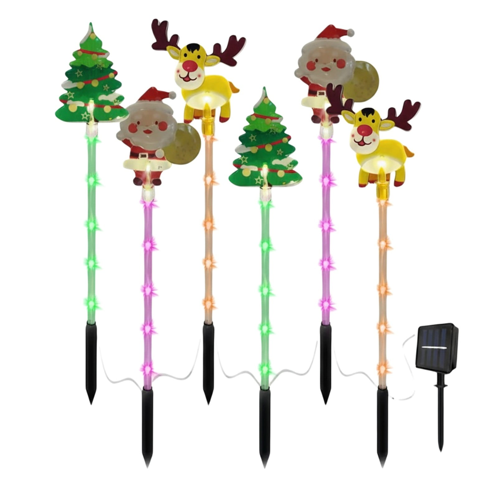 JESSBEAUTY Christmas Solar Pathway Lights Outdoor, 6Pcs Christmas Tree ...