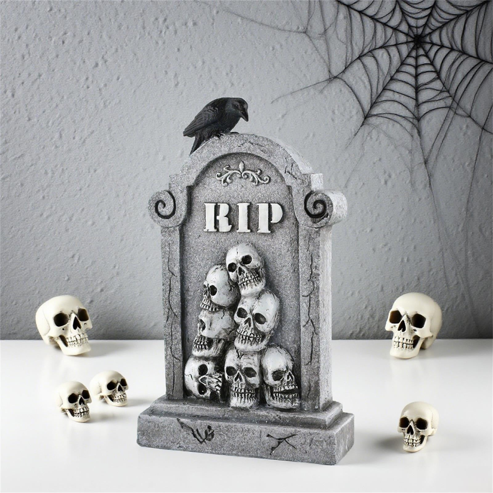 JESSBEAUTY Halloween Indoor RIP Tombstone Decorations, Halloween Resin ...