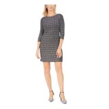 JESSICA HOWARD Womens Silver Glitter Houndstooth Long Sleeve Jewel Neck ...