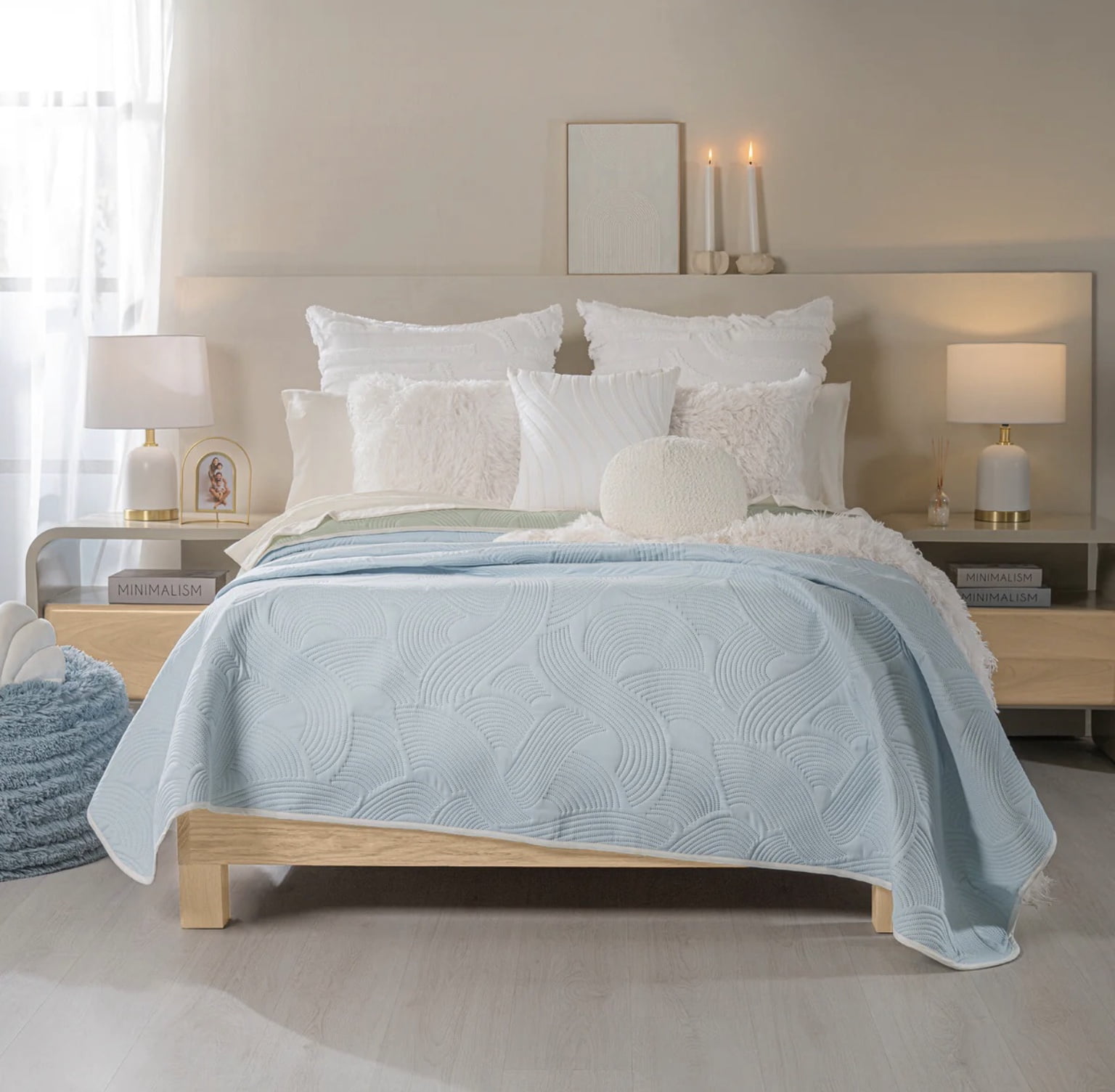 JESSICA LIGHT BLUE AND GREEN COLOR SPECIAL FABRIC ULTRA SLIM REVERSIBLE COMFORTER 1 PCS QUEEN ...