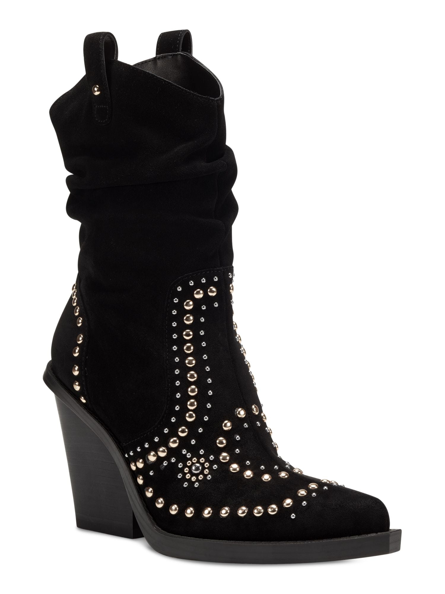 JESSICA SIMPSON Womens Black Side Pull-Tabs Studded Larna Almond Toe ...