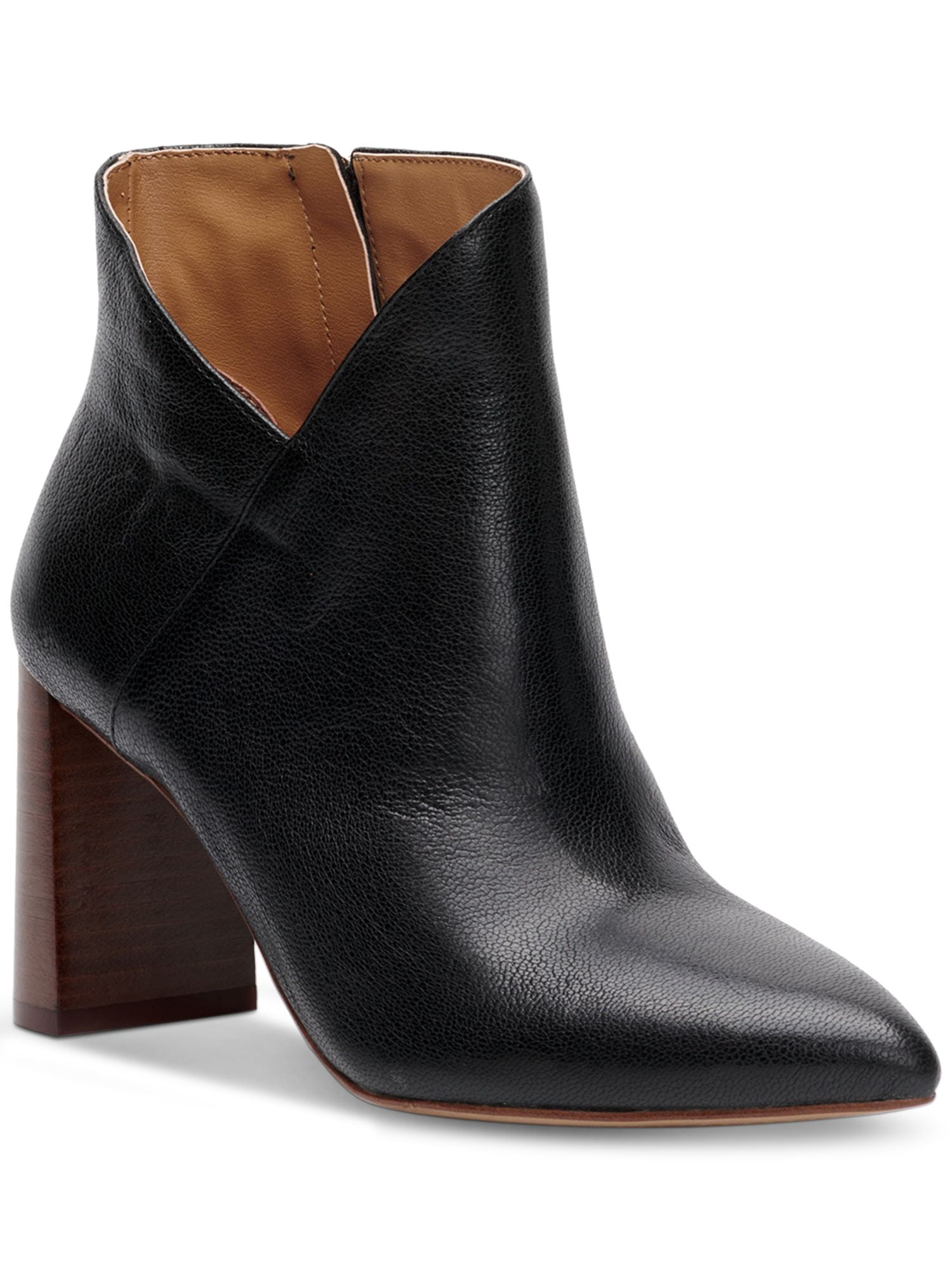 JESSICA SIMPSON Womens Black V-Notch Abrina Pointed Toe Stacked Heel ...