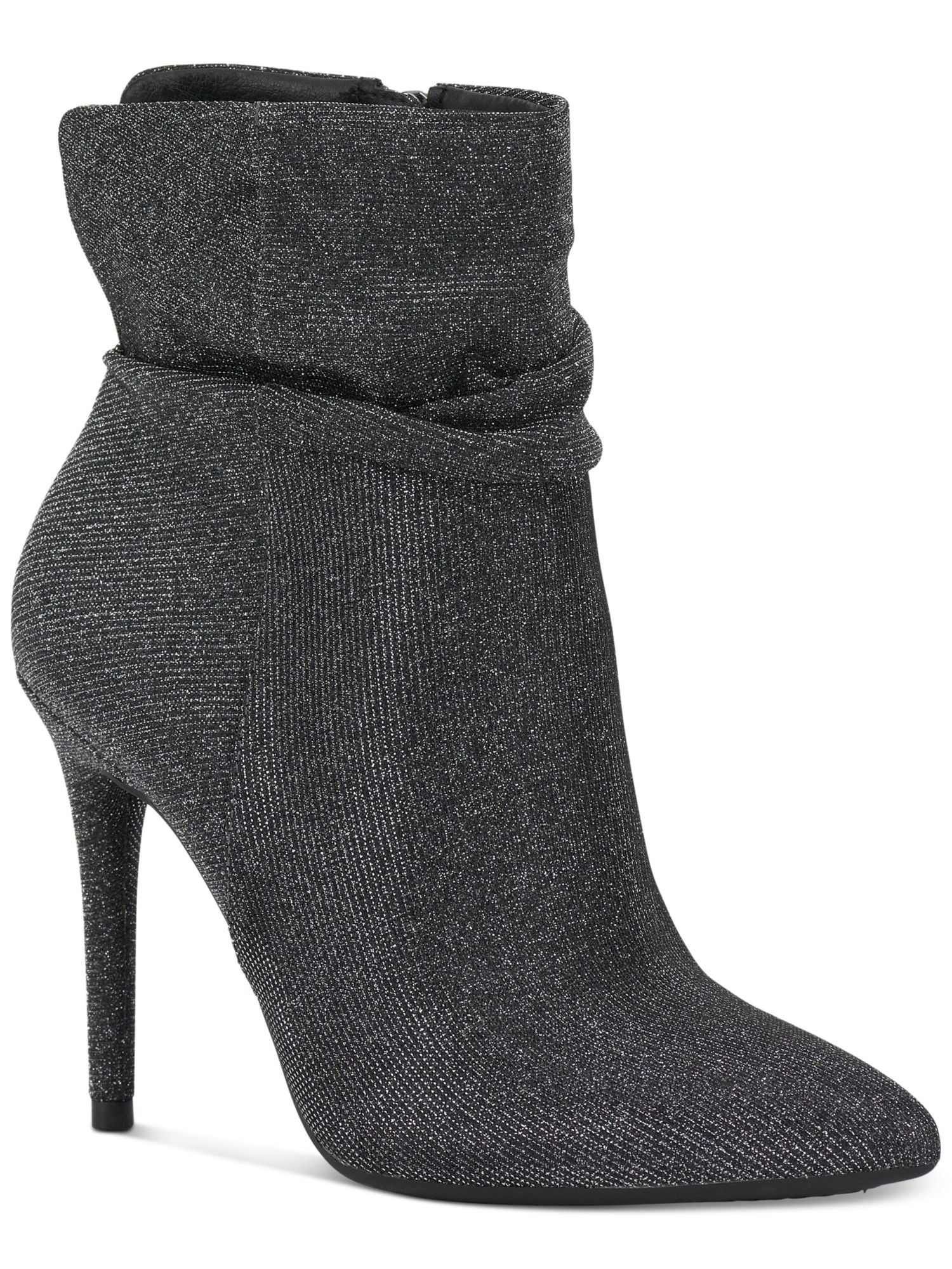 JESSICA SIMPSON Womens Gray Cushioned Ruched Lerona Pointed Toe Stiletto Zip-Up Dress Booties 9. ...