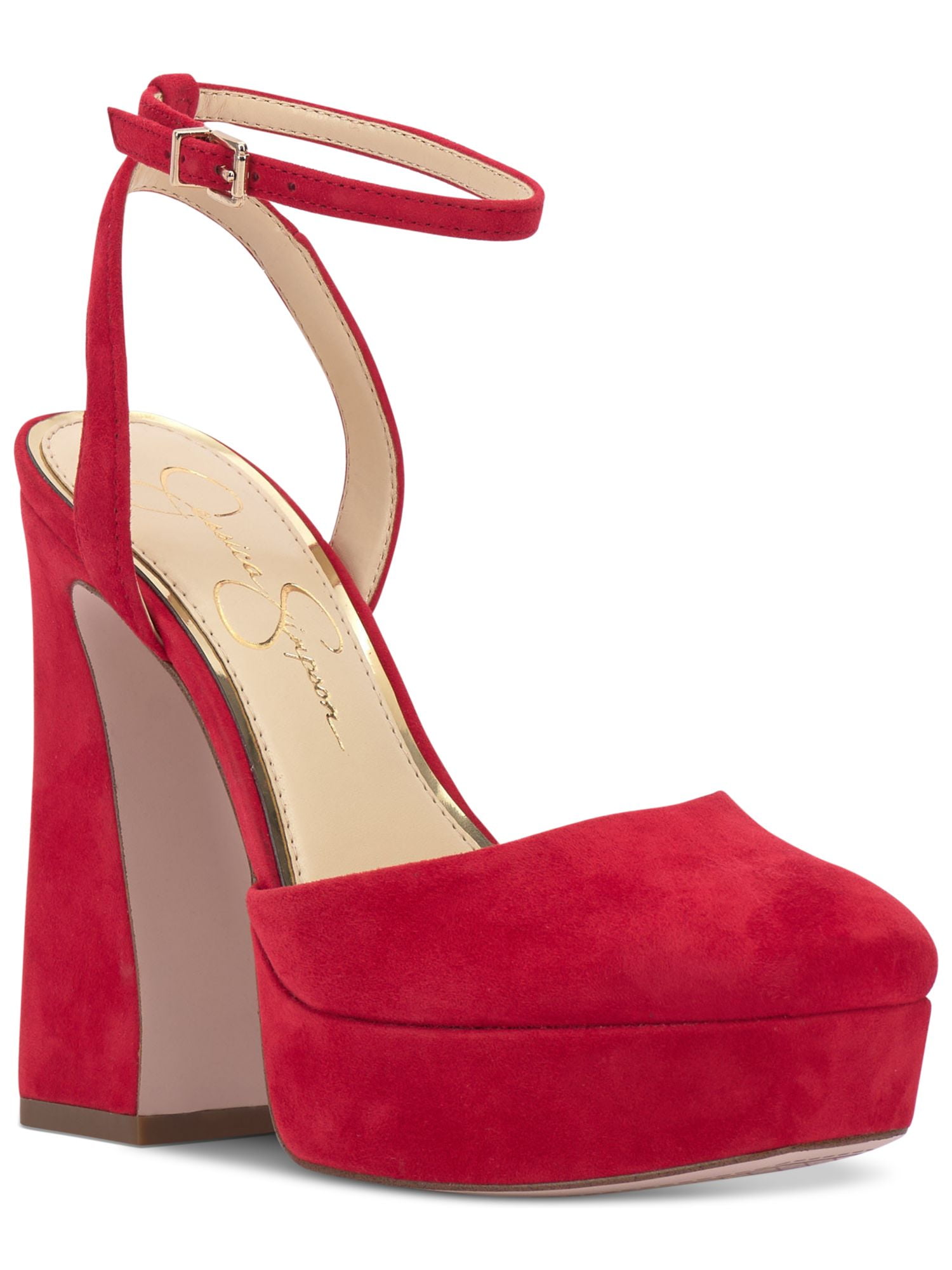 JESSICA SIMPSON Womens Red 1" Platform Adjustable Ankle Strap Deirae ...