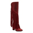 JESSICA SIMPSON Womens Red Fringed Rhinestone Asire Round Toe Dress ...
