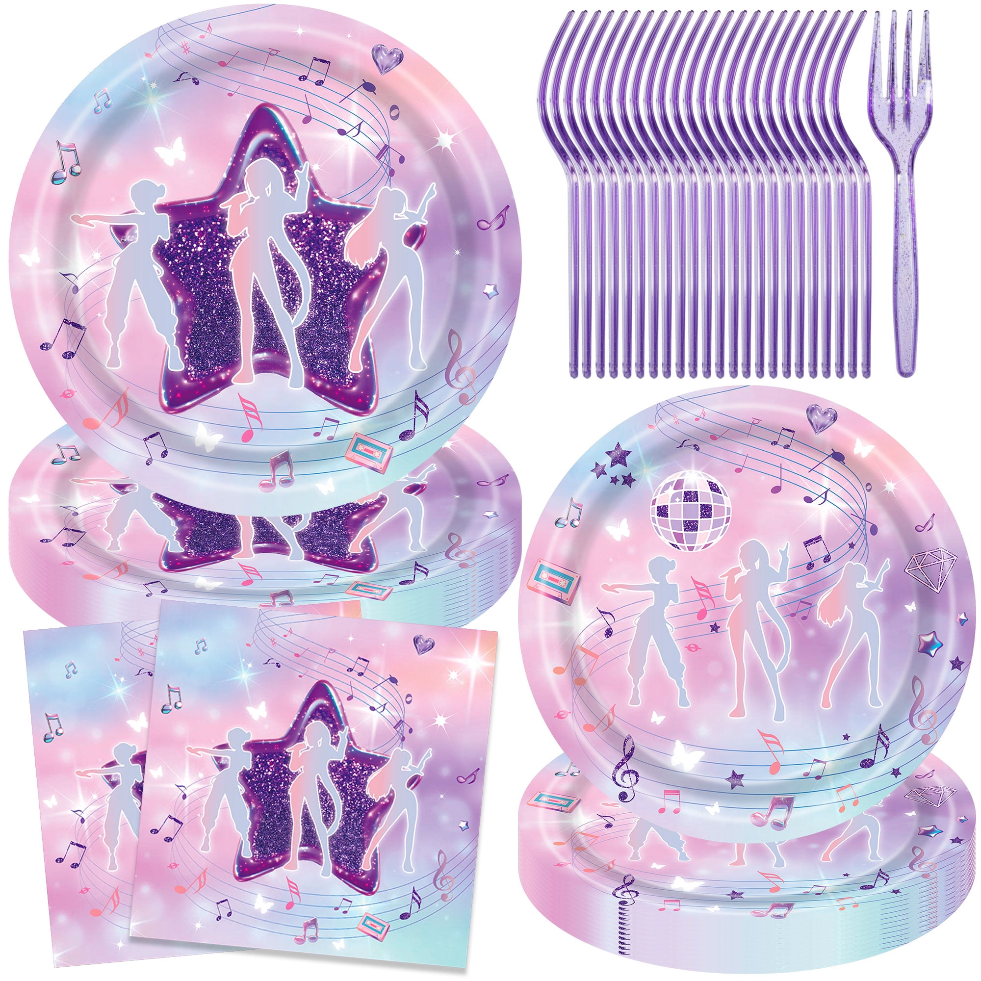 JESTAR 96 Pcs Pop Star Demon_Hunter Party Supplies Plates and Napkins ...