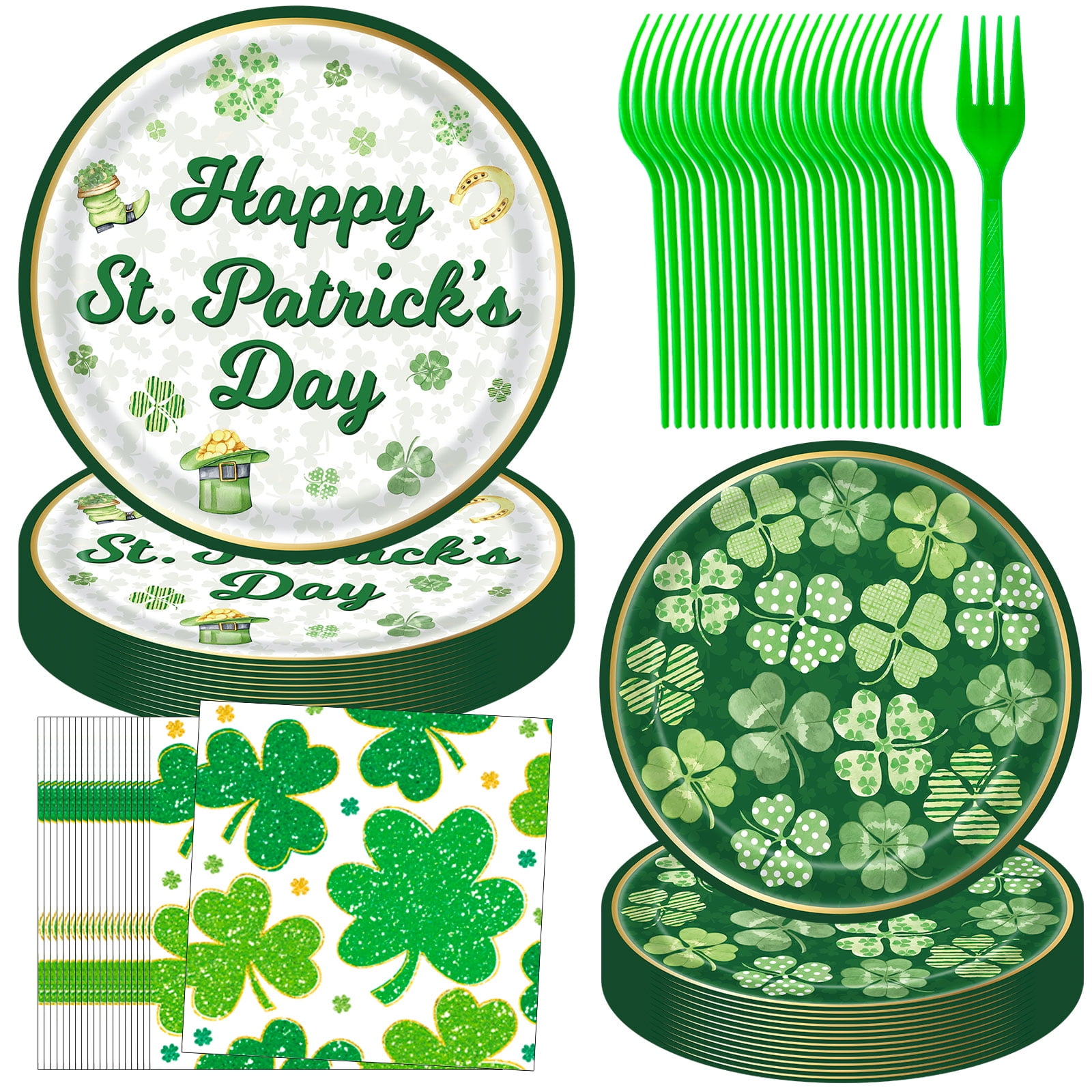 JESTAR 96 Pcs St. Patrick's Day Plates and Napkins Set – Disposable ...