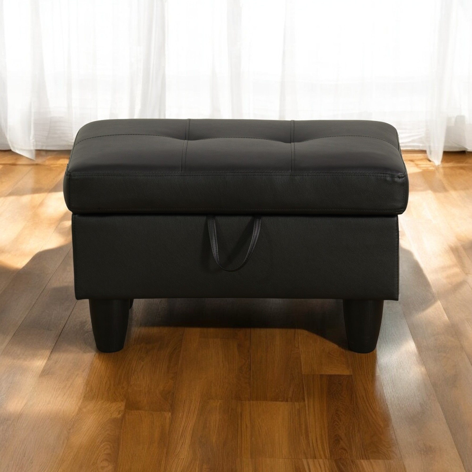 JESTOP 28.5" Wide Faux Leather Vegan Leather Rectangle Hinged Flip-Top ...