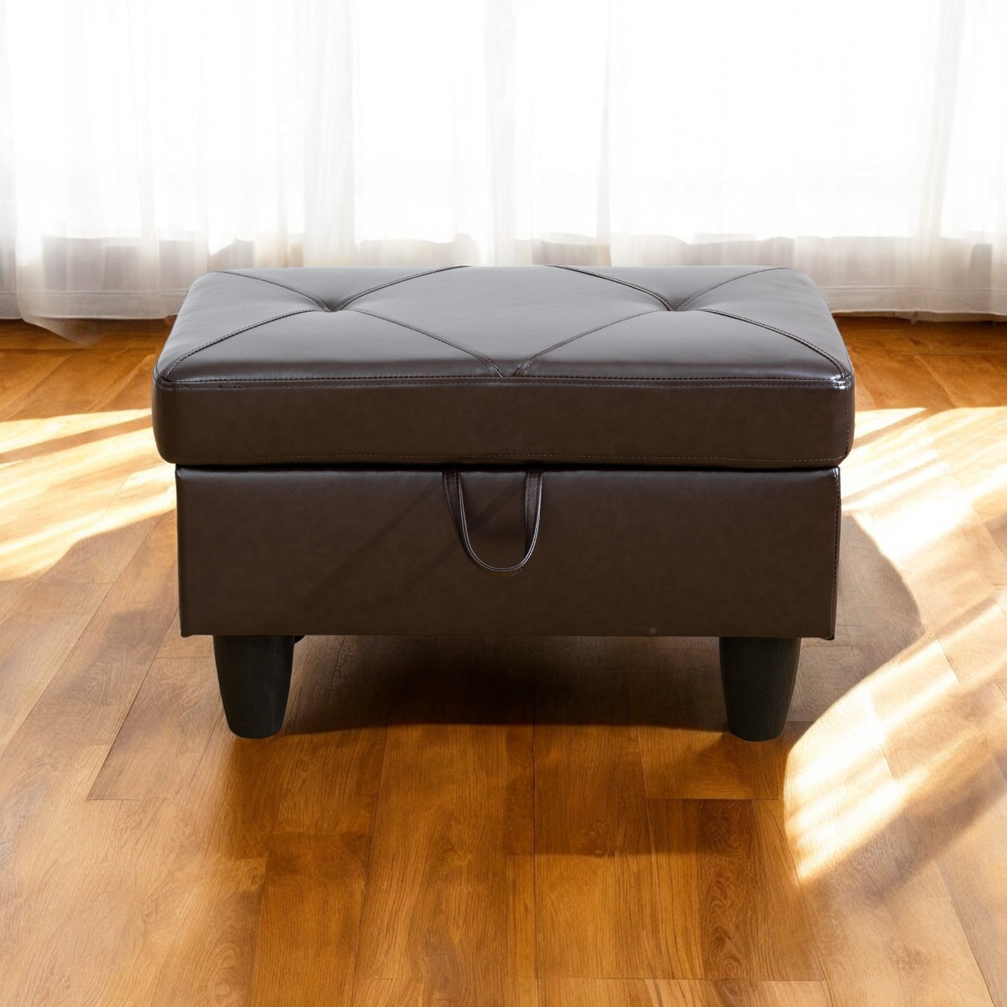 JESTOP 28.5" Wide Faux Leather Vegan Leather Rectangle Hinged Flip-Top ...