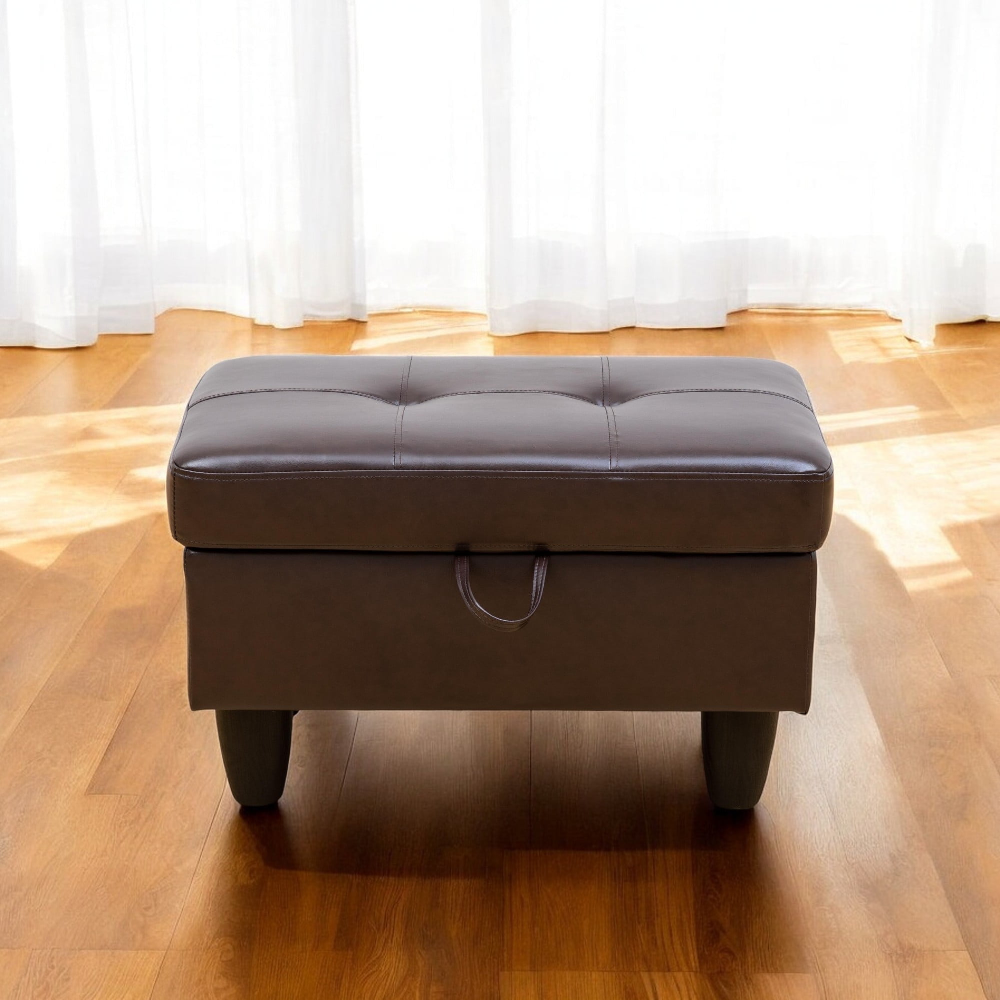 JESTOP 28.5" Wide Faux Leather Vegan Leather Rectangle Hinged Flip-Top ...