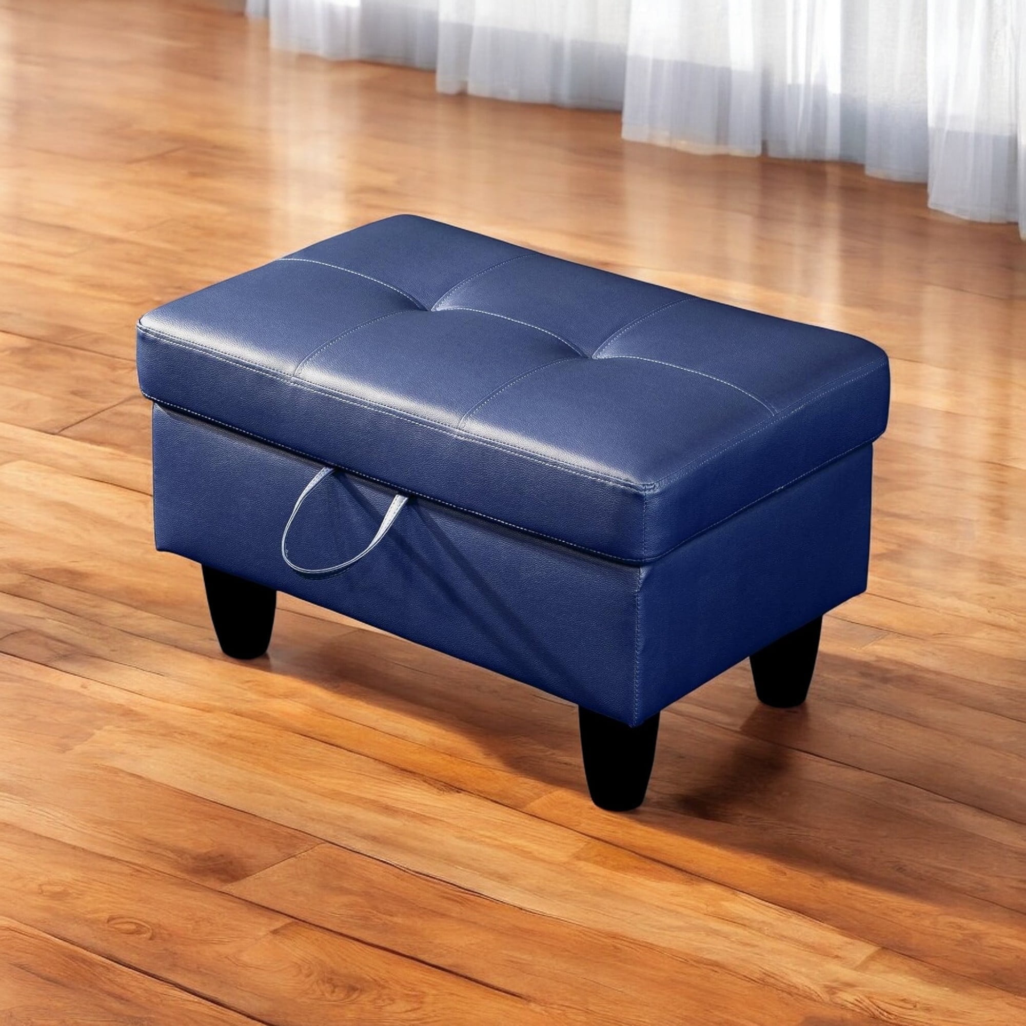 JESTOP Leather Storage Ottoman, Ottoman with Storage, Rectangle 28.5 ...