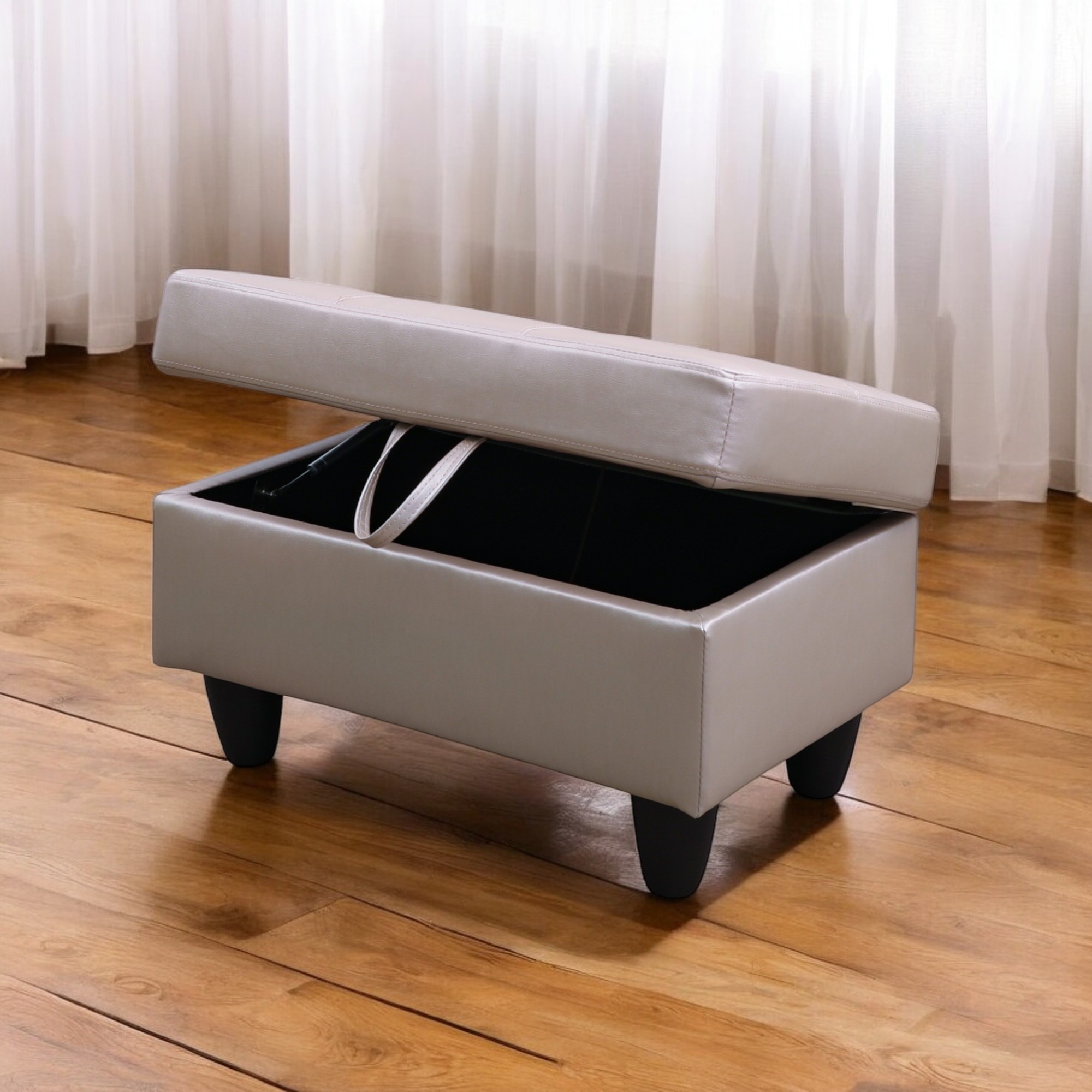 JESTOP 28.5" Wide Faux Leather Vegan Leather Rectangle Hinged Flip-Top ...