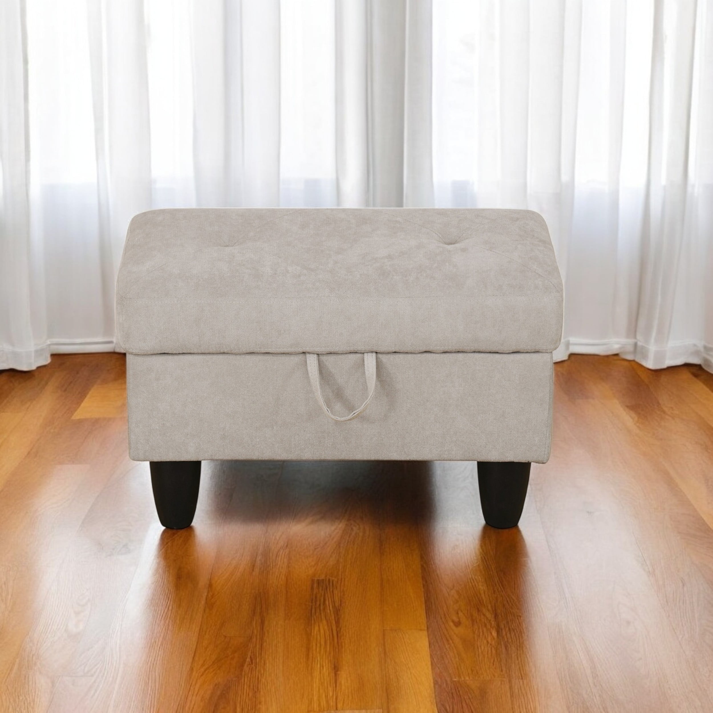JESTOP 28.5" Ottoman with Storage, Fabric Ottoman Foot Rest Stool ...