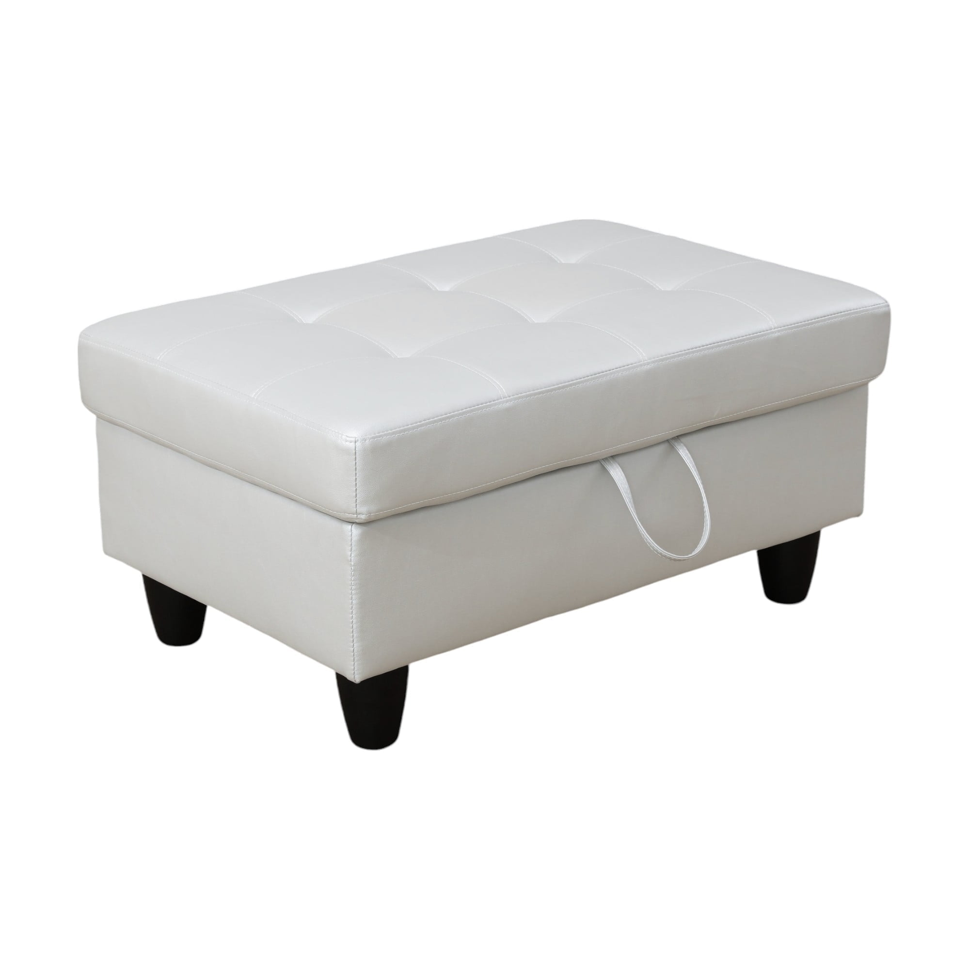 JESTOP 34" Wide Faux Leather Vegan Leather Rectangle Tufted Hinged Flip ...