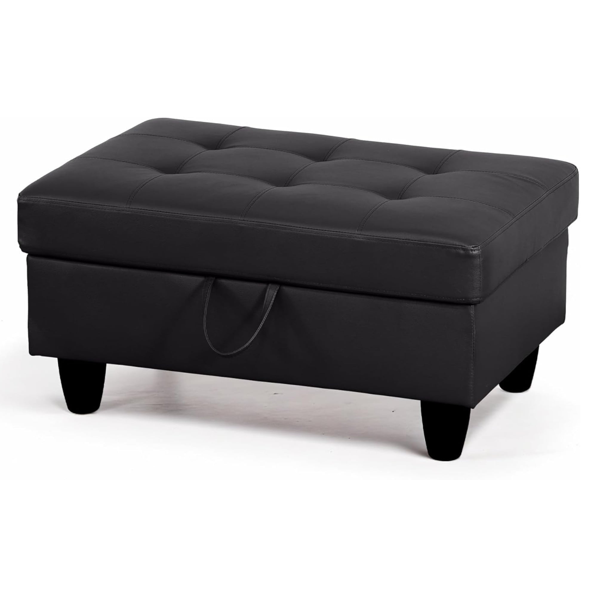 "JESTOP Faux Leather Rectangle Tufted Hinged Flip-Top Storage Ottoman ...