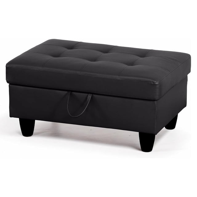 "JESTOP Faux Leather Rectangle Tufted Hinged Flip-Top Storage Ottoman ...