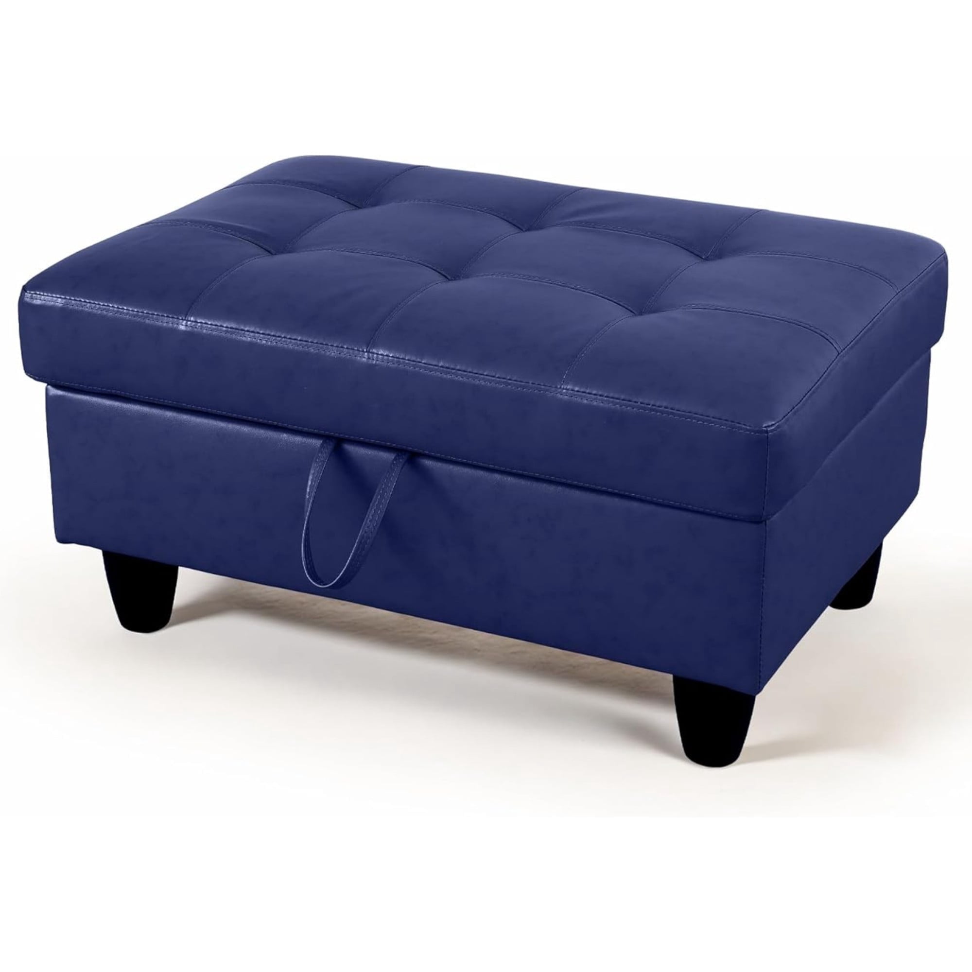 JESTOP 34" Wide Faux Leather Vegan Leather Rectangle Tufted Hinged Flip ...