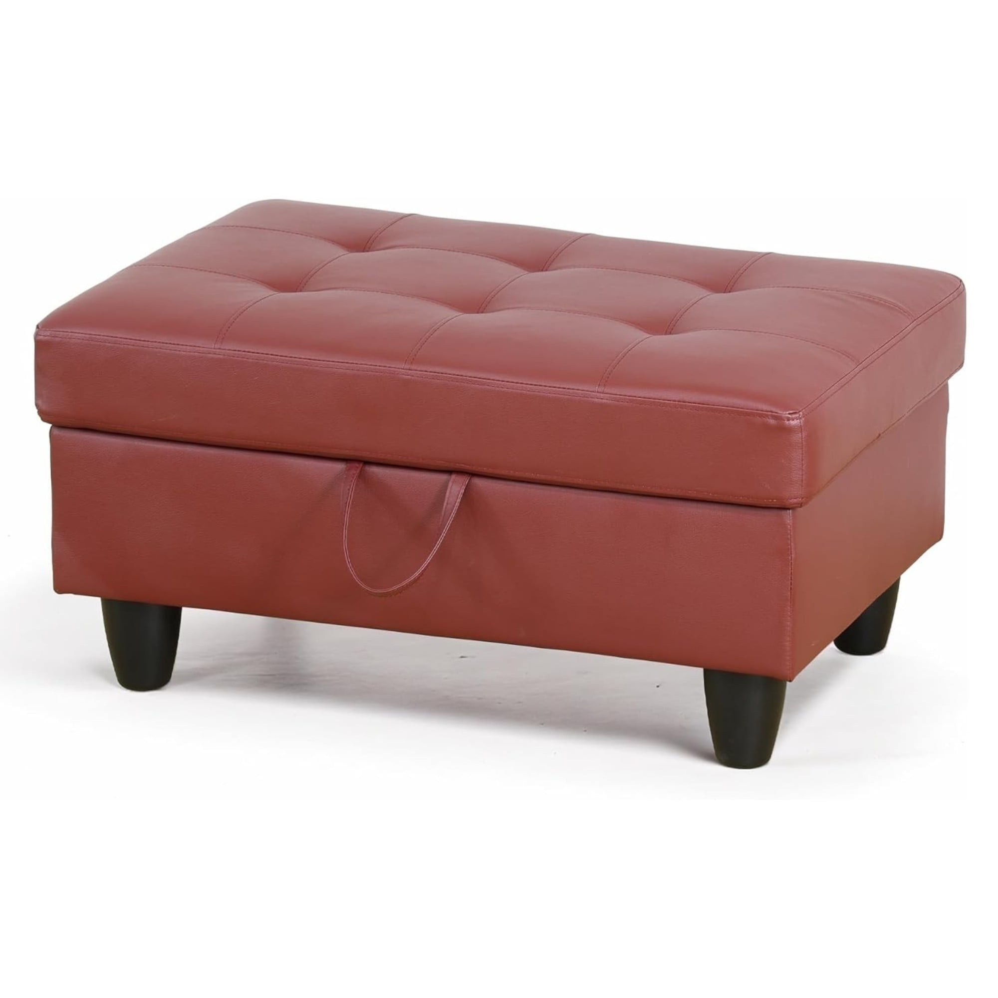 JESTOP Leather Storage Ottoman, Ottoman with Storage, Rectangle 34 ...