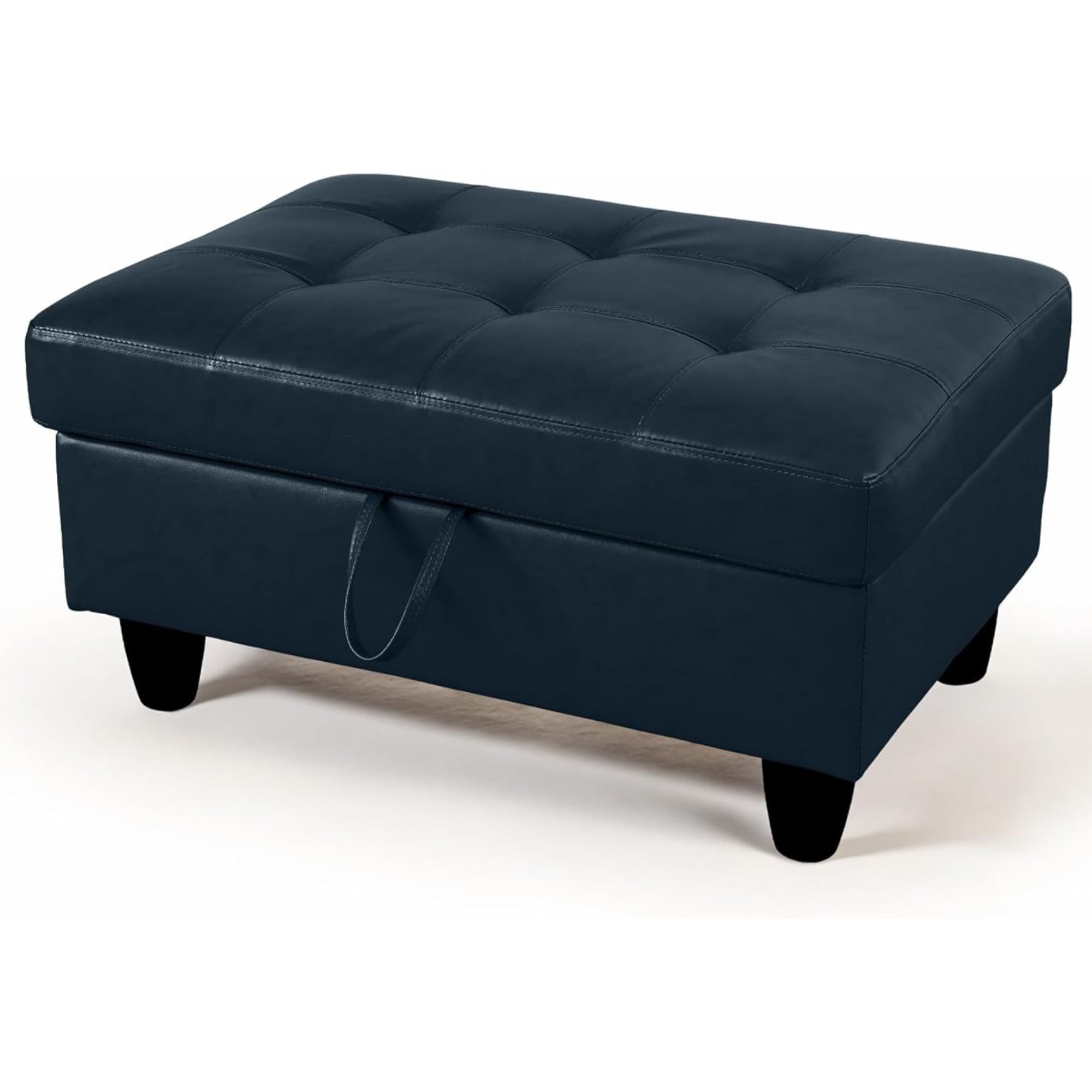 JESTOP 34" Wide Faux Leather Vegan Leather Rectangle Tufted Hinged Flip ...