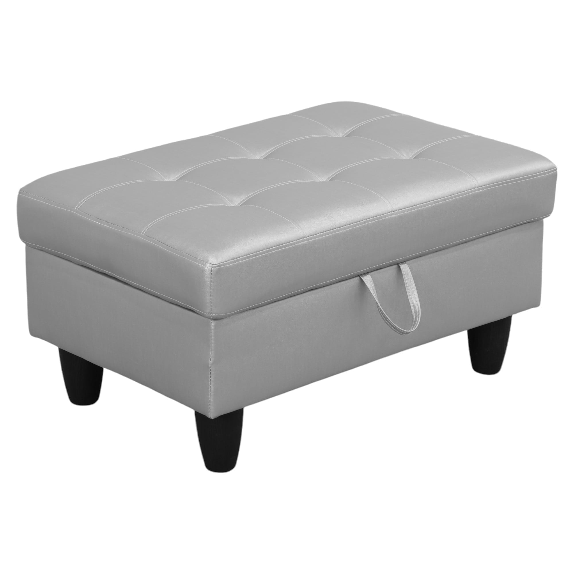 JESTOP Leather Storage Ottoman, Ottoman with Storage, Rectangle 34 ...