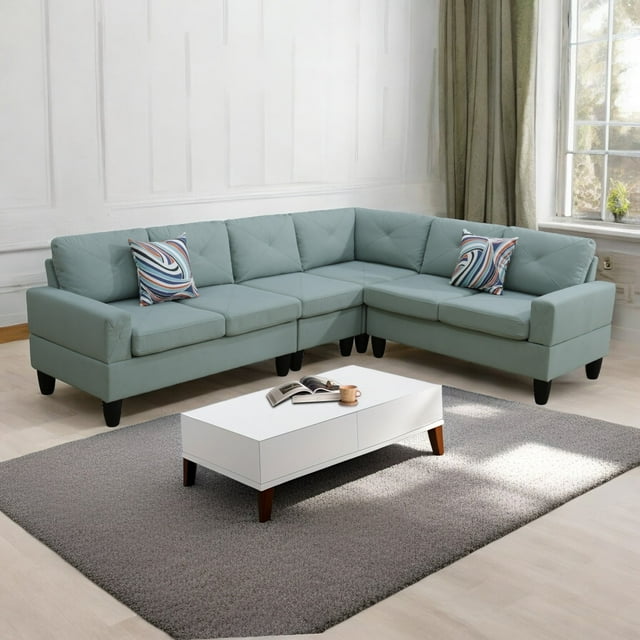 JESTOP 95.5" Wide L Shaped 4-Piece Upholstered Sectional Sofa Set for ...