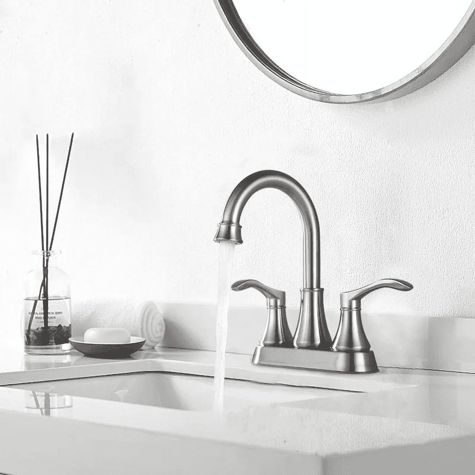 JESTOP Brushed Nickel Bathroom Faucet with Pop up Drain & Supply Hoses ...