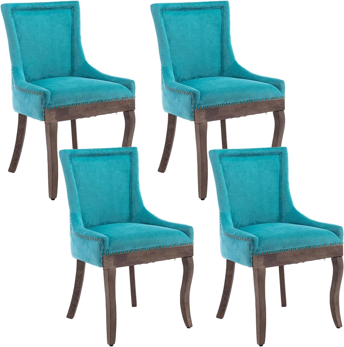 JESTOP Fabric Vintage Upholstered Dinging Chairs Set of 4, Farmhouse ...