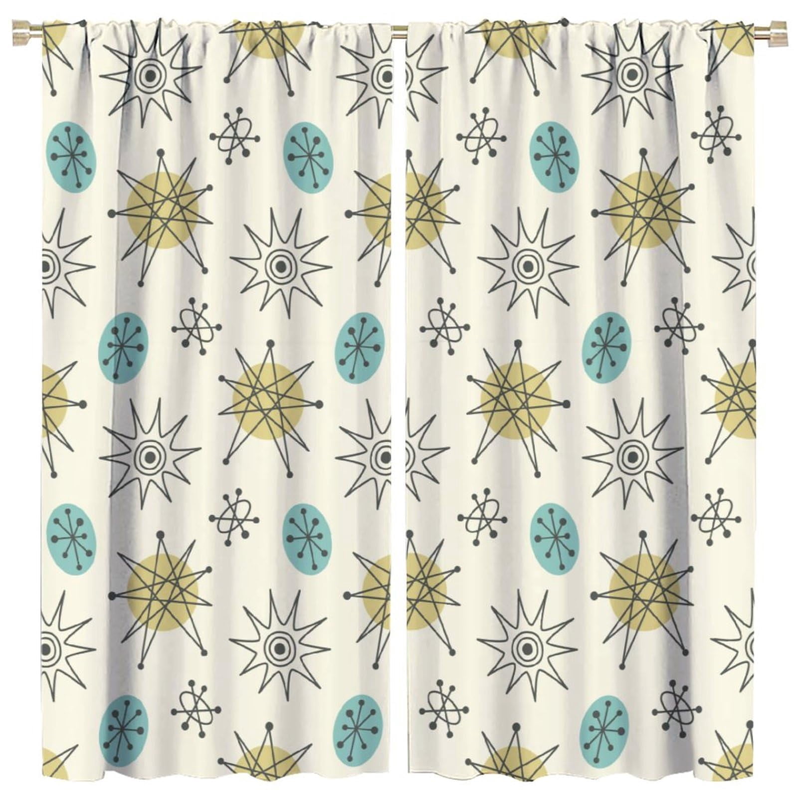 JESTRONRY Mid Century Modern Curtains Geometric Fabric 21x45in 2 Pack ...