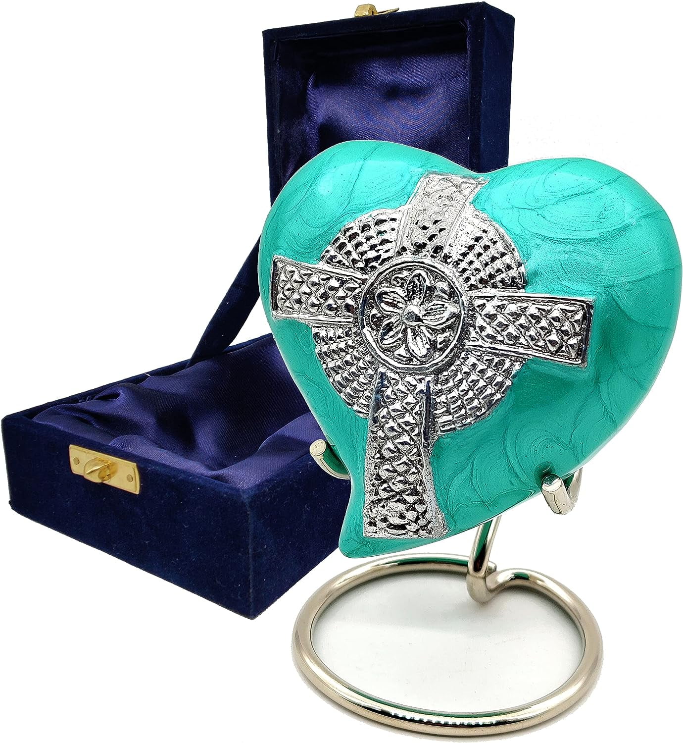 JESUS Cross Heart Keepsake Urn - Mini Ash Handcrafted Cremation Small ...