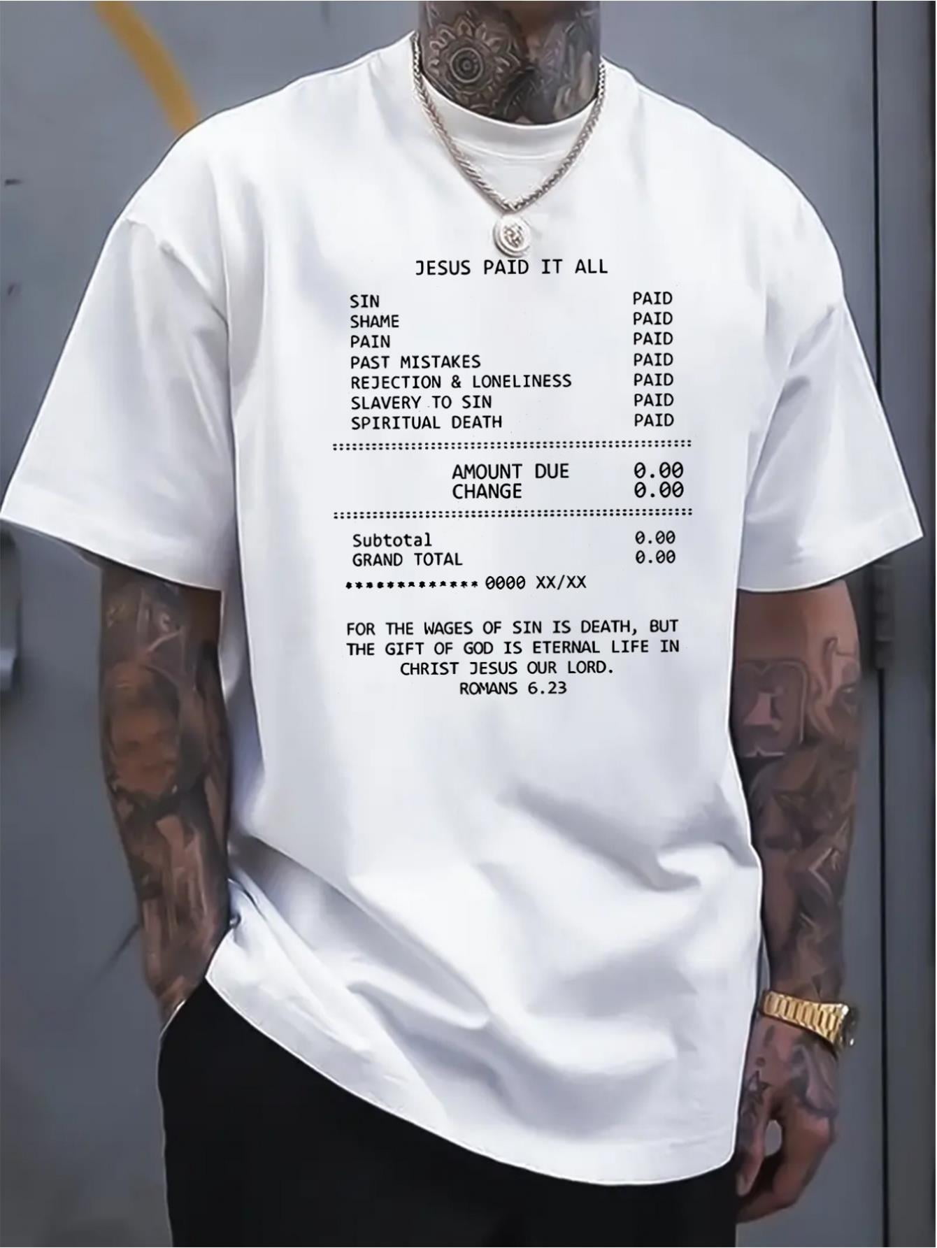 JESUS PAID IT ALL Graphic Print Tee- Soft, Breathable, Casual Short ...