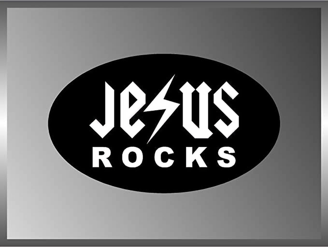 JESUS ROCKS CHRISTIAN ROCK DECAL BUMPER STICKER 3" X 5" BLACK - Walmart.com