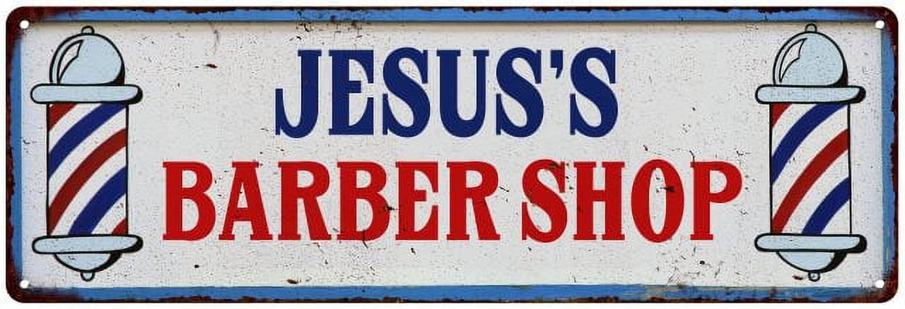 JESUS'S Barber Shop Hair Salon Metal Sign Retro 6x18 106180031252 ...