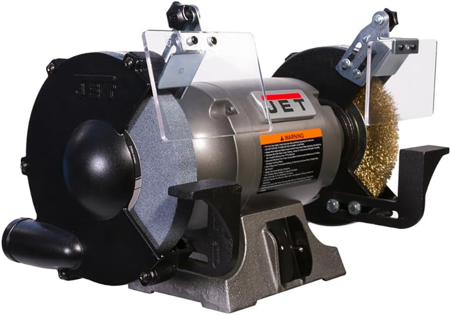 JET 8-Inch Grinder with Wire Wheel, 3450 RPM, 1 HP, 115V 1Ph (Model JBG ...