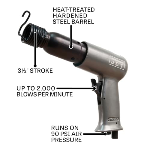 JET Long-Barrel Pneumatic Hammer, 3-1/2" Stroke, 2000 BPM (Model JAT ...