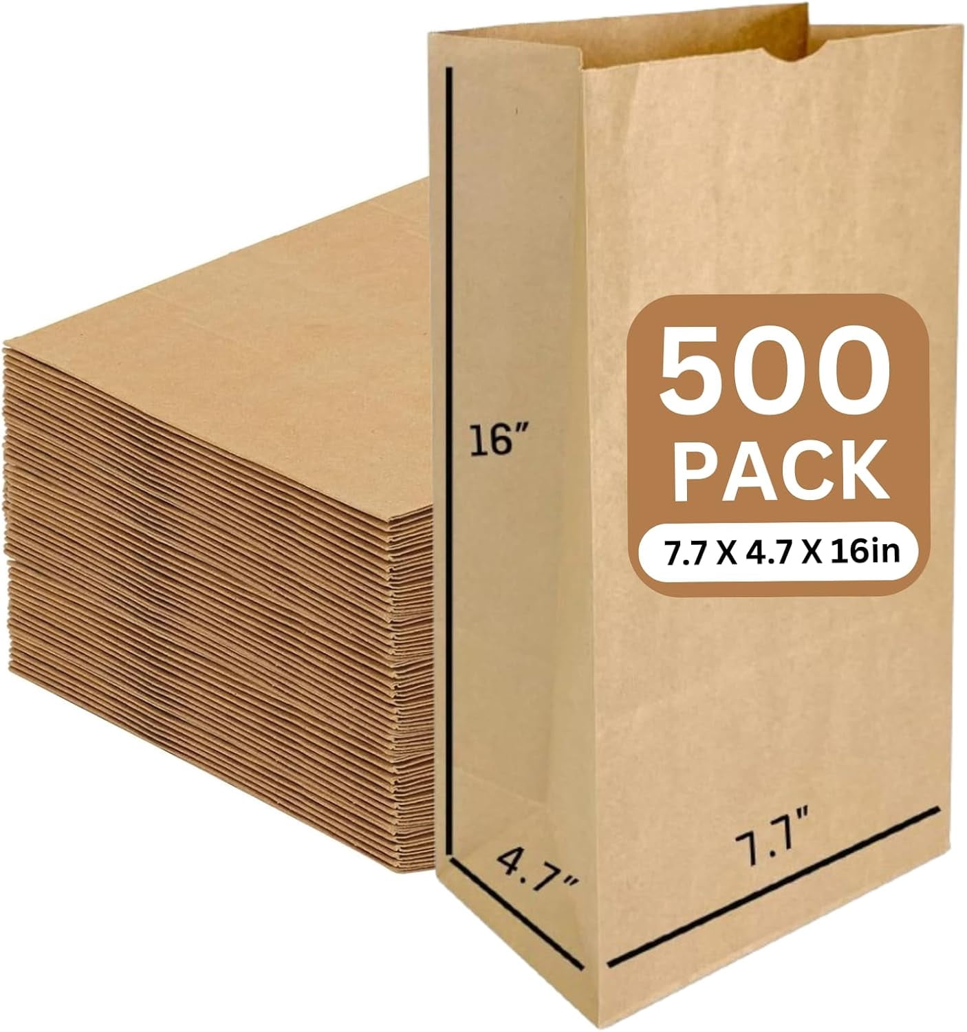 JET PAPER BAGS Brown Lunch Bags with 16 LB capacity (500 Pcs) - Heavy ...