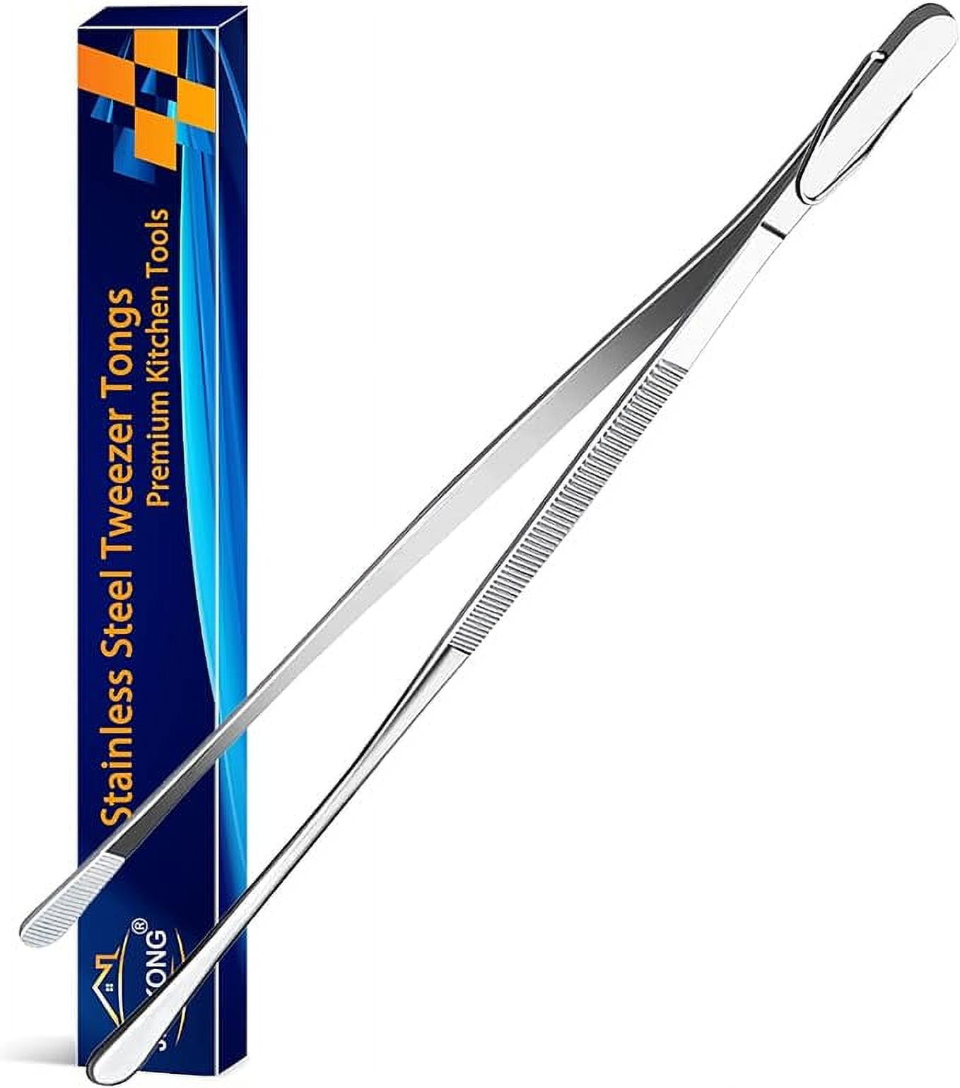 JETKONG 12-Inch Fine Tweezer Tongs Long Cooking Tweezer Stainless Steel ...