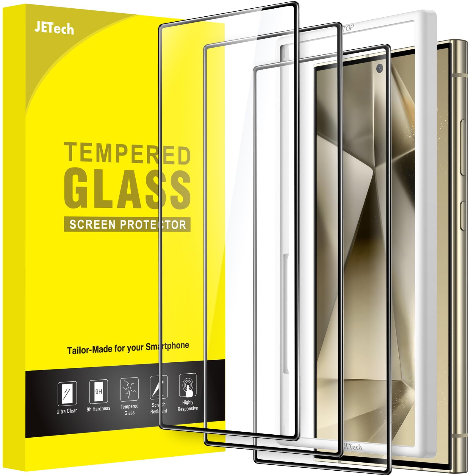 JETech Full Coverage Screen Protector for Samsung Galaxy S24 Ultra 5G 6 ...