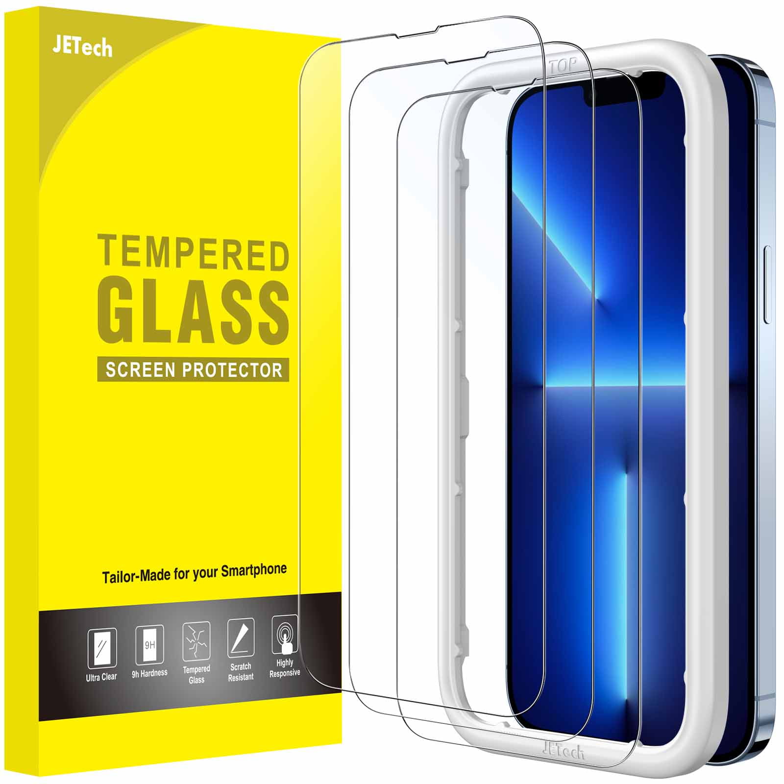 JETech Full Coverage Screen Protector for iPhone 13 Pro Max 6.7-Inch ...