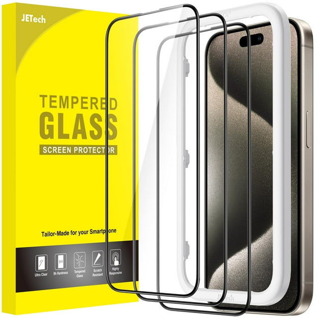 JETech Full Coverage Screen Protector for iPhone 15 Pro Max 6.7-Inch ...