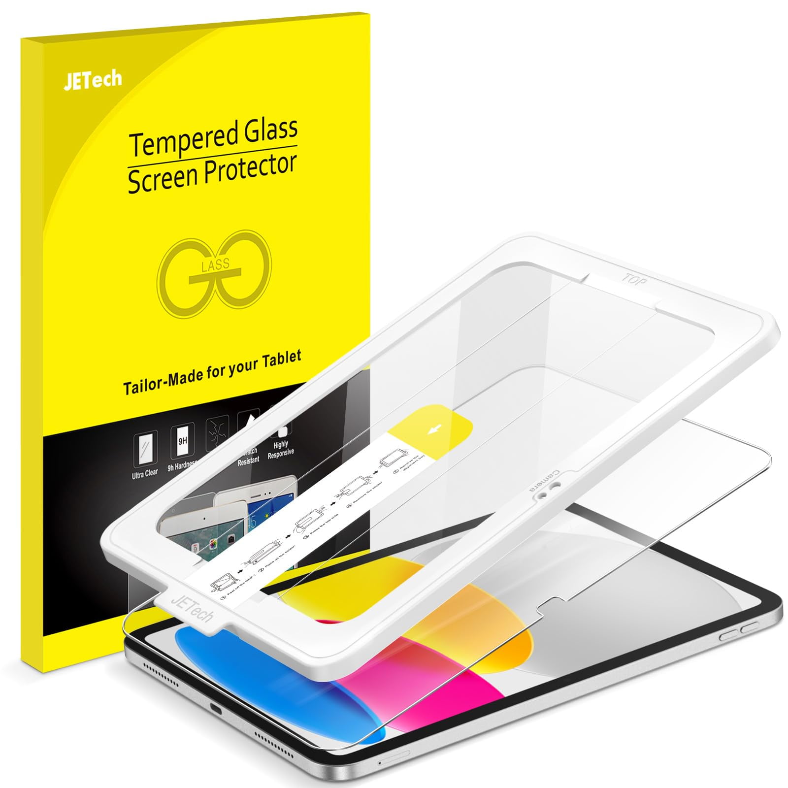 JETech One Touch Install Screen Protector for iPad (A16) 11th/10th Generation (2025/2022 ...