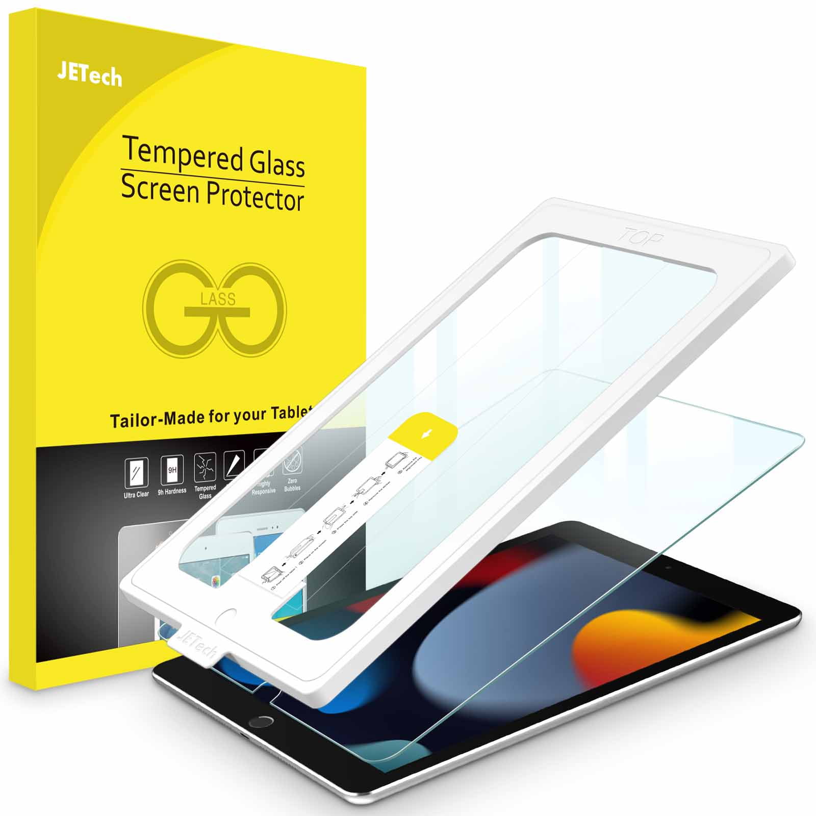 JETech One Touch Install Screen Protector for iPad 10.2-Inch (9th/8th ...