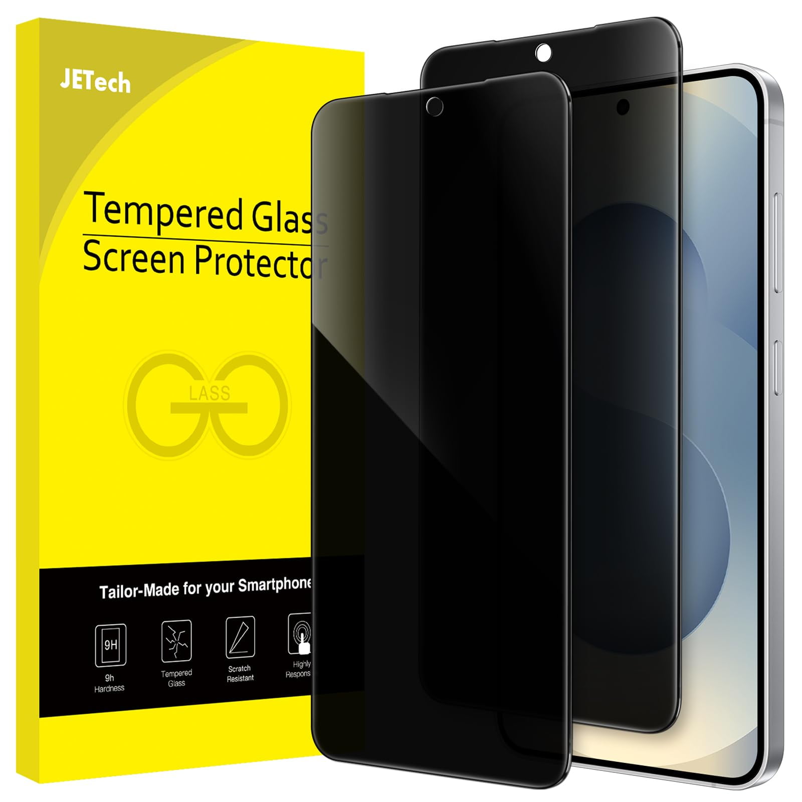 JETech Privacy Screen Protector for Samsung Galaxy S25 5G, Anti-Spy Tempered Glass Film ...