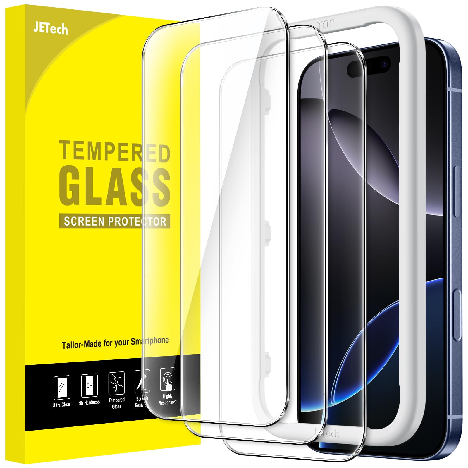 JETech Screen Protector for iPhone 17 Pro 6.3-Inch, Tempered Glass Film ...