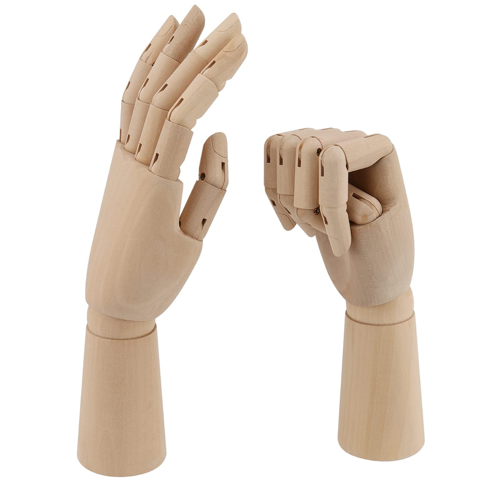 JEUIHAU 2 PCS 12 Inches Wooden Hand Model, Left and Right Wood Art ...