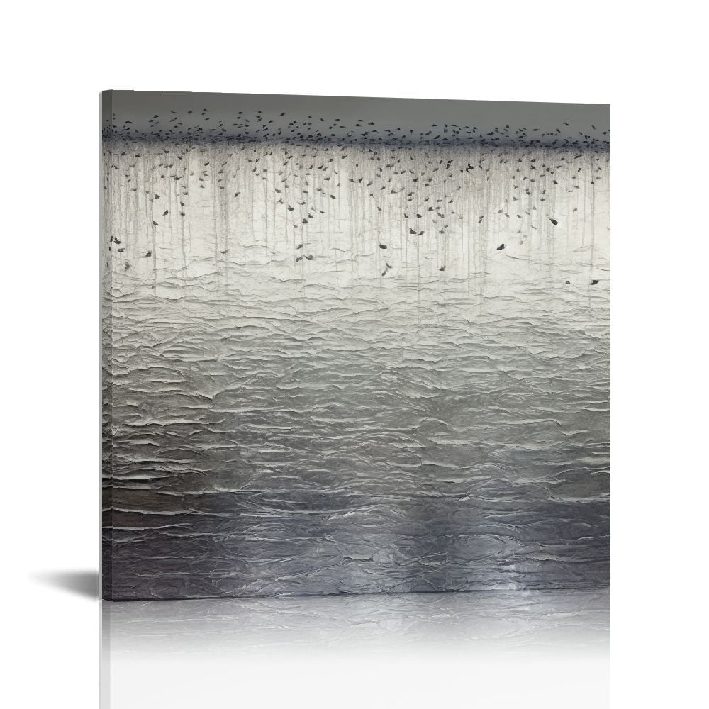 JEUXUS - 100% Hand Painted Gray Abstract Canvas Wall Art - 3D Silver ...