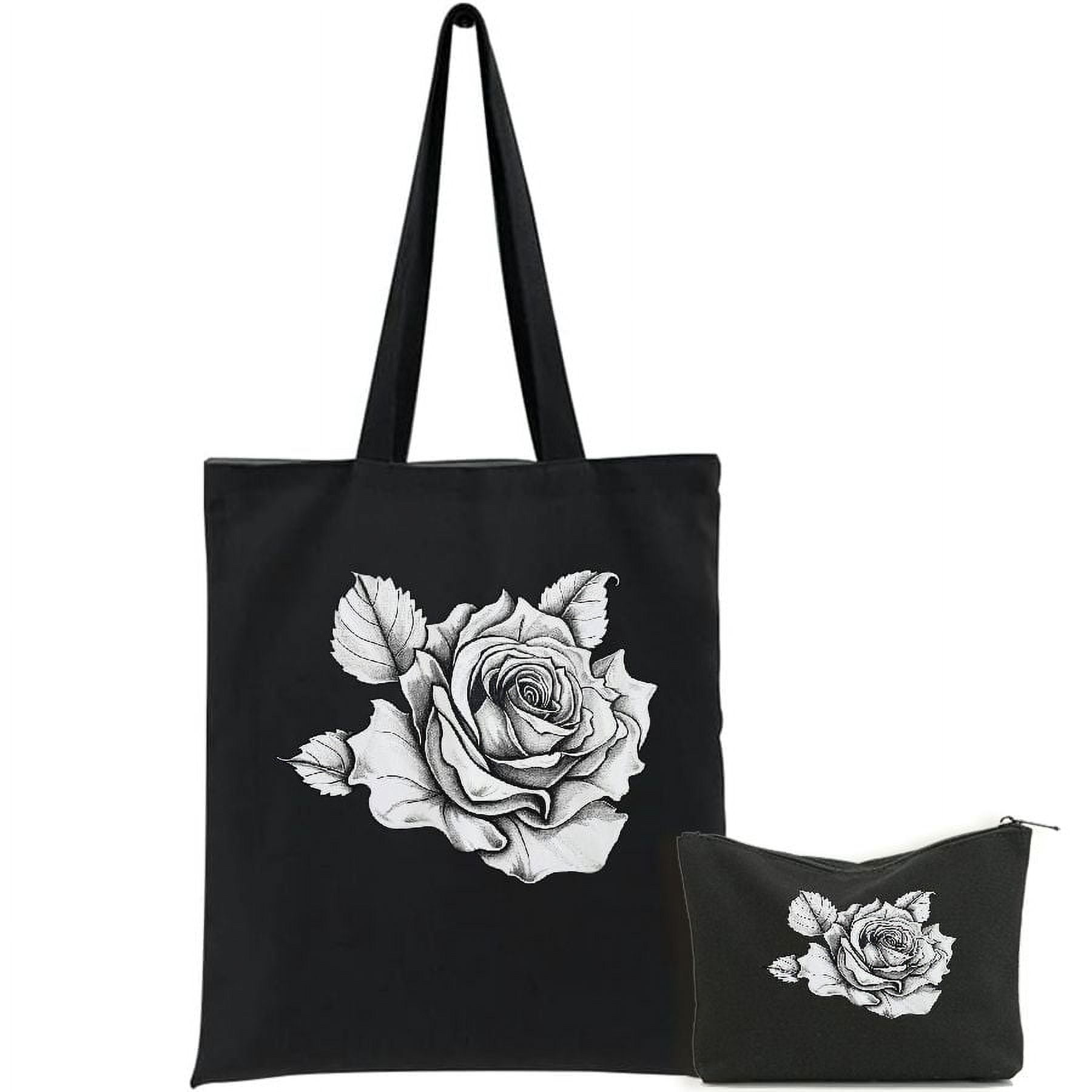 JEUXUS 2 Pcs Canvas Tote Bags Cute Aesthetic Tote Bags with Zipper ...