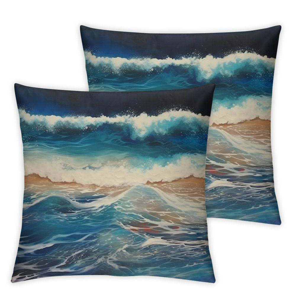 JEUXUS 2-Piece Short Plush Pillowcase Set, Large Abstract Blue-Green ...