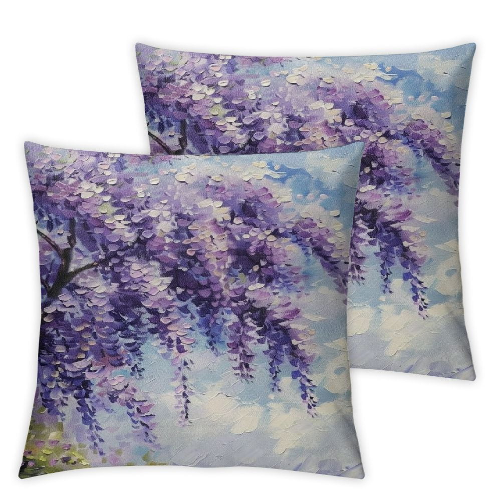 JEUXUS 2-Piece Short Plush Pillowcase Set - Violet, Natural Flower ...