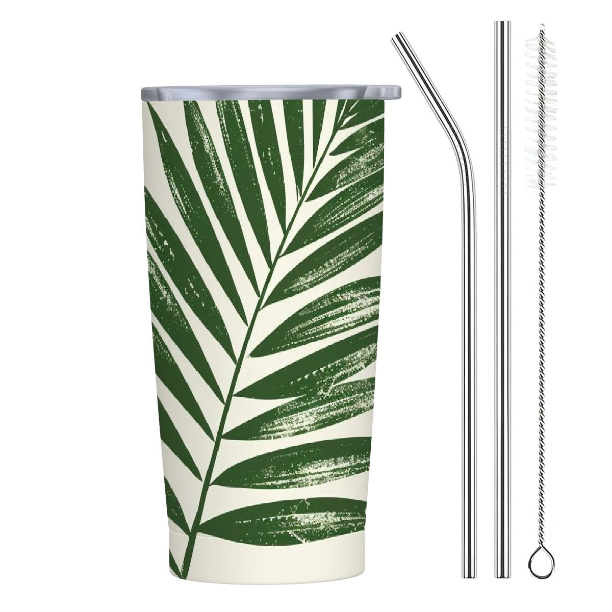 JEUXUS 20oz Car Straw Cup with Palm Leaves Design and Push-pull Lid ...