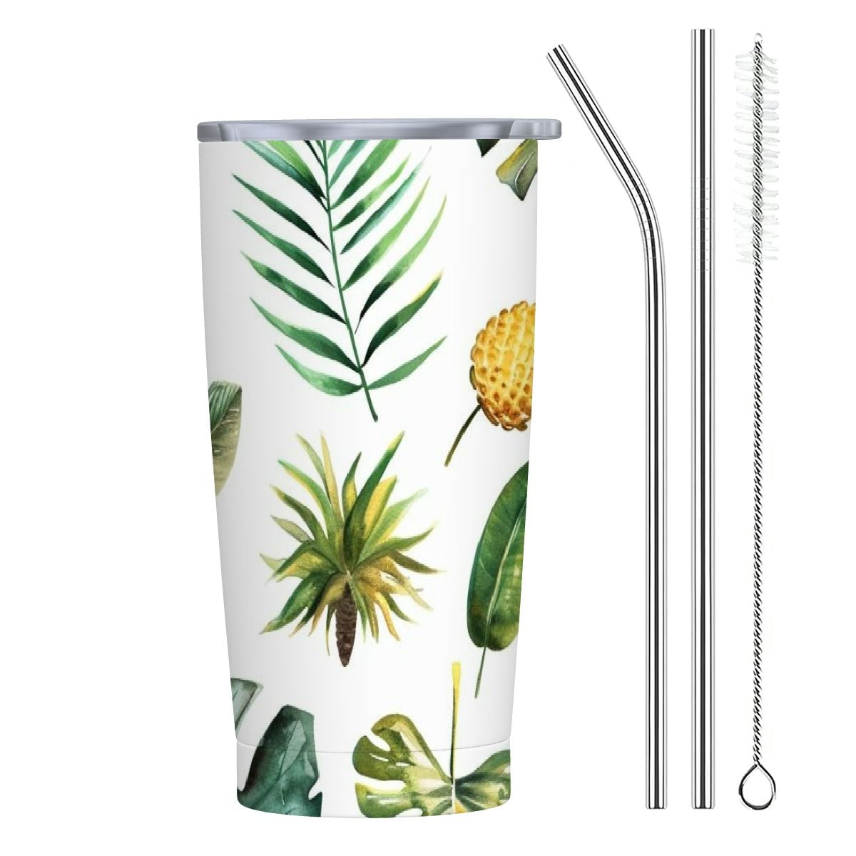JEUXUS 20oz Car Straw Cup with Push-pull Lid Palm Leaves Design 20oz ...
